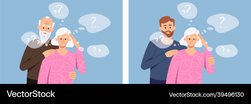 Set with elderly female characters with dementia Vector Image