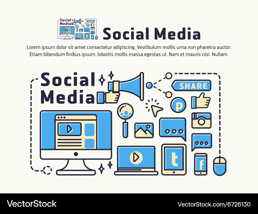 Social media and network marketing Royalty Free Vector Image