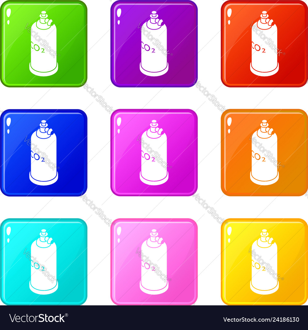 Welding cylinder co2 icons set 9 color collection Vector Image Welding cylinder co2 icons set 9 color collection Vector Image