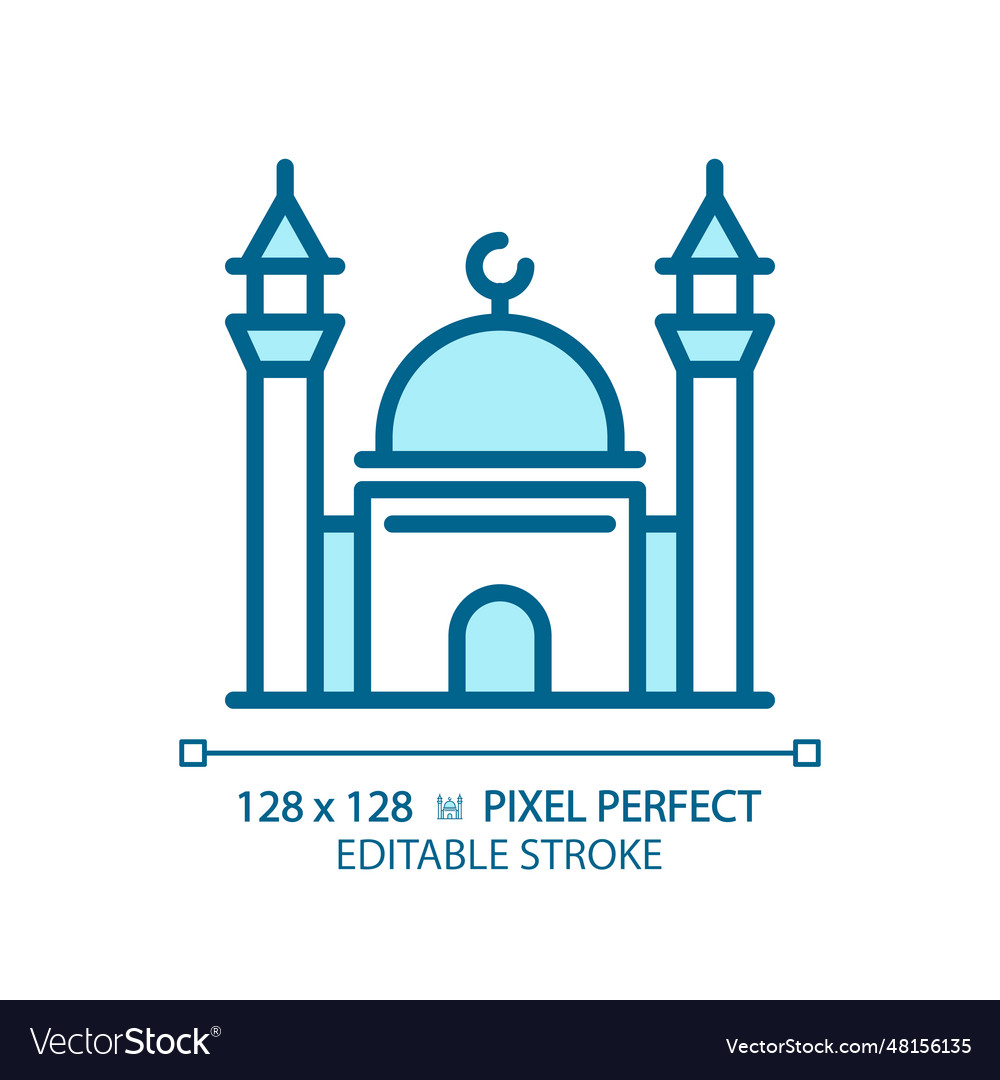 2d editable thin line mosque icon Royalty Free Vector Image