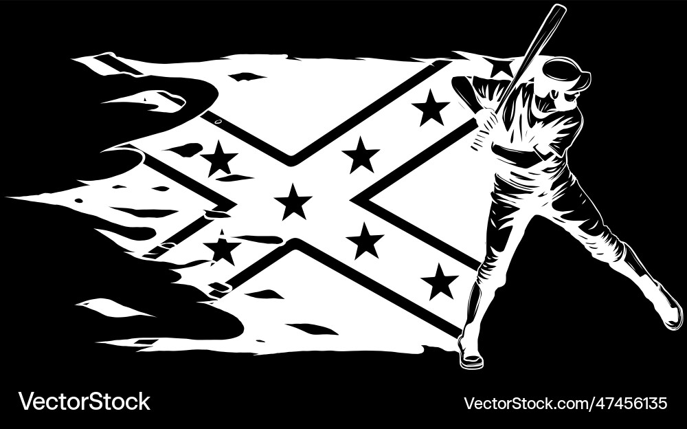 Baseball player in white line on black background Vector Image
