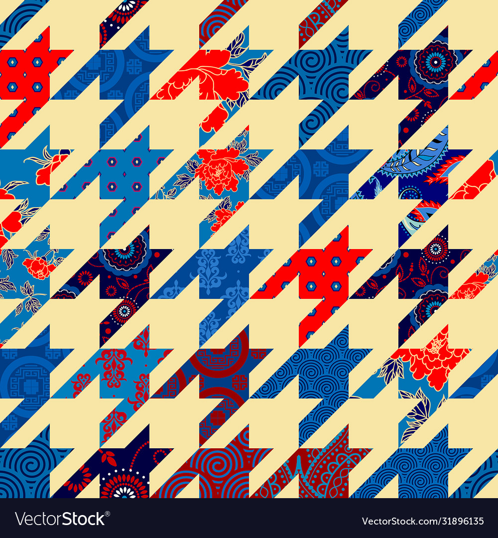 Classic hounds-tooth pattern in a patchwork Vector Image