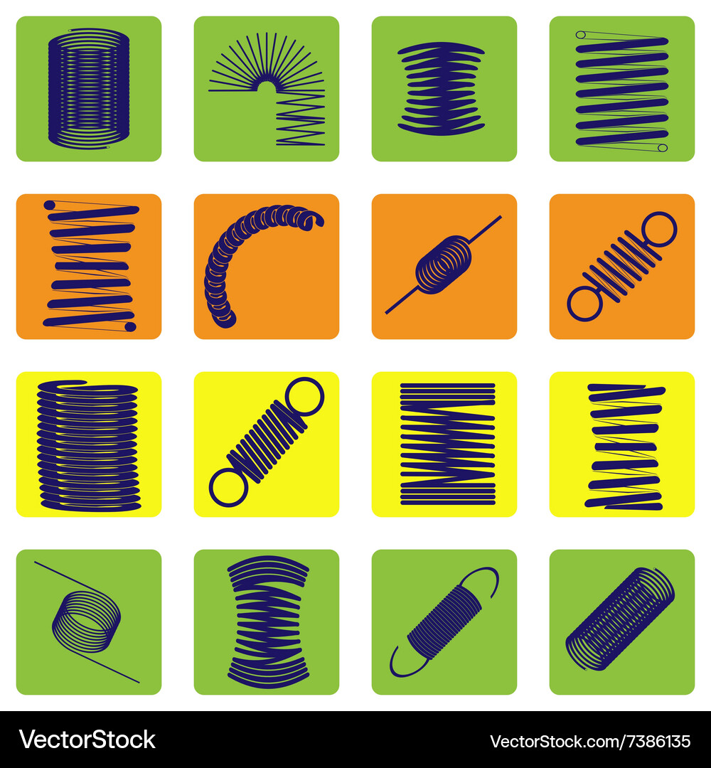 Color icon set with springs Royalty Free Vector Image