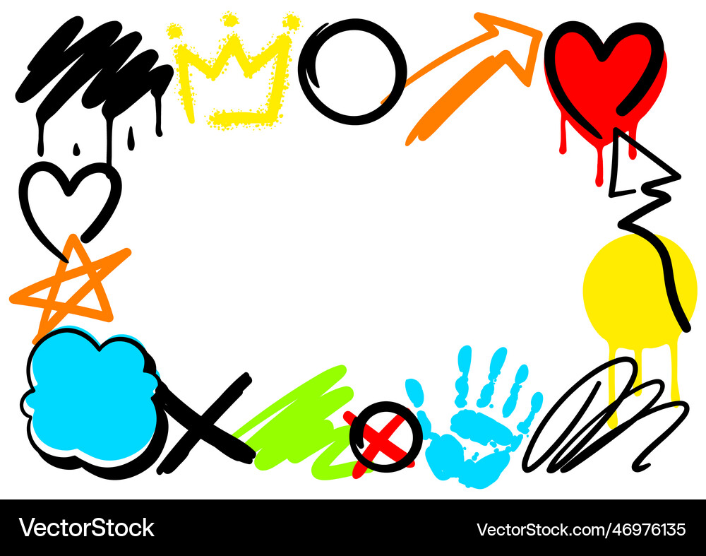 Frame with graffiti symbols cartoon abstract Vector Image