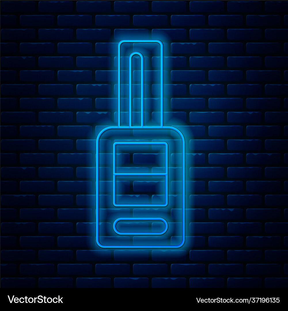 Glowing neon line car key with remote icon Vector Image