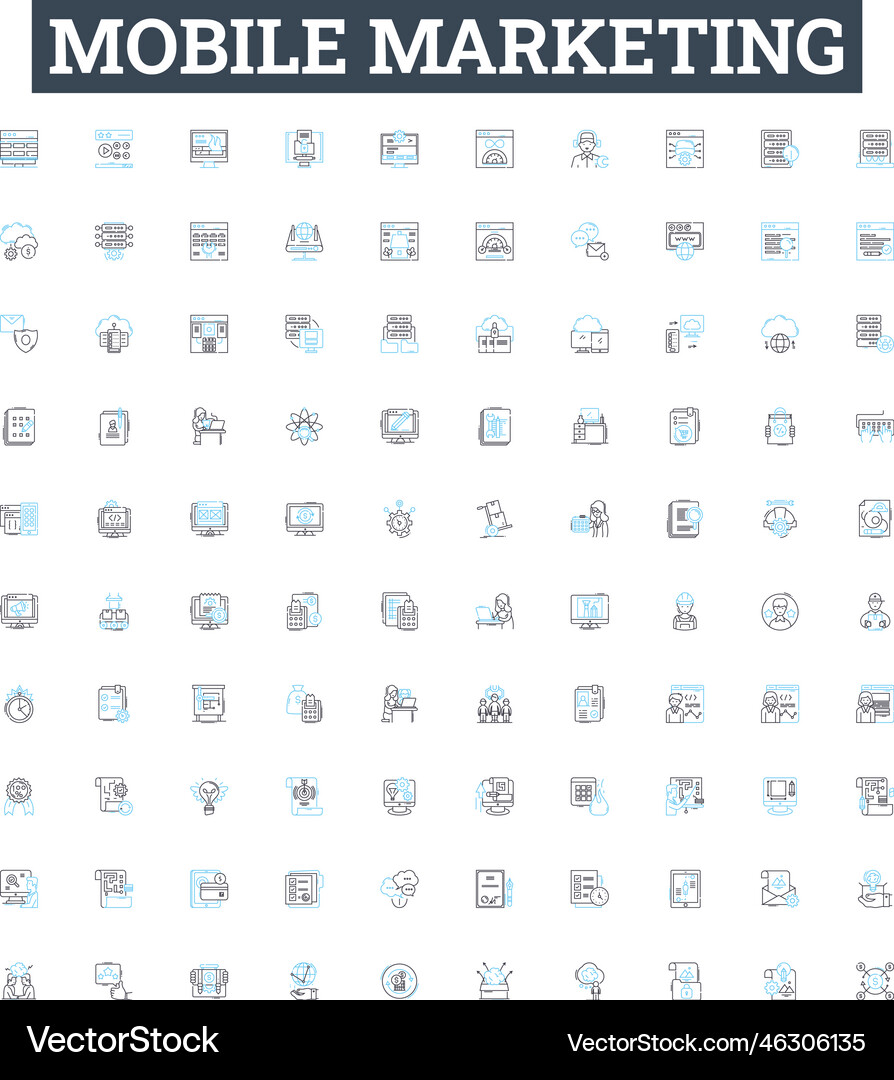 Mobile marketing line icons set Royalty Free Vector Image