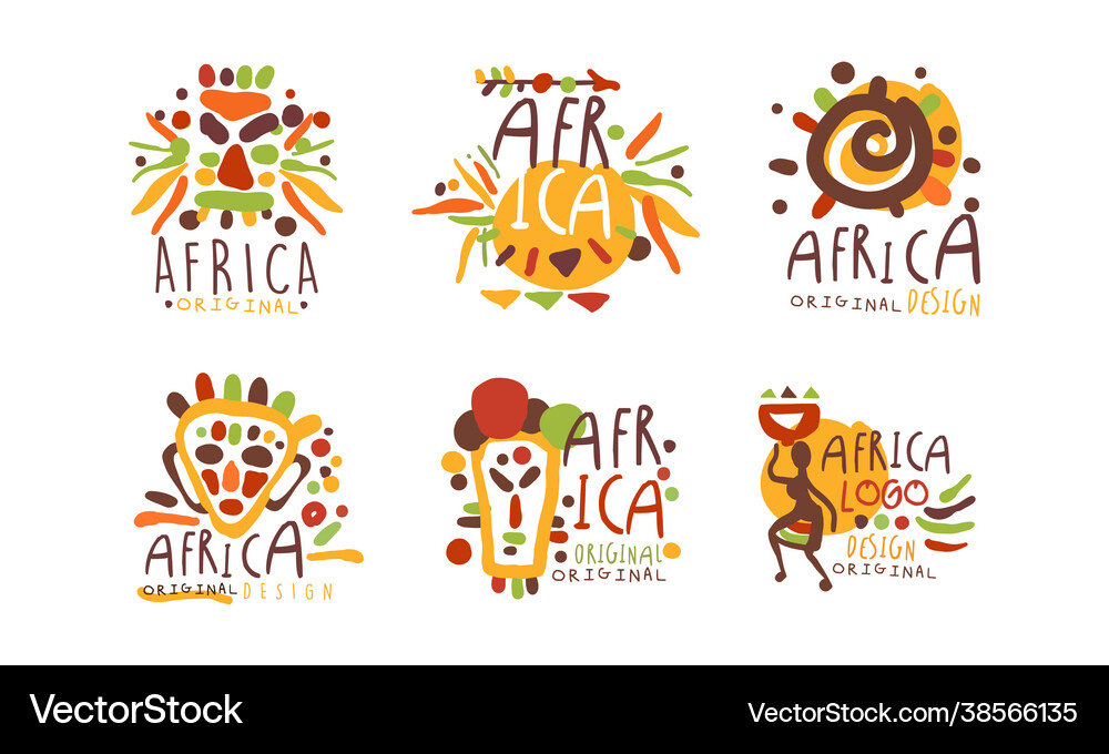 Original african logo or badge design set Vector Image