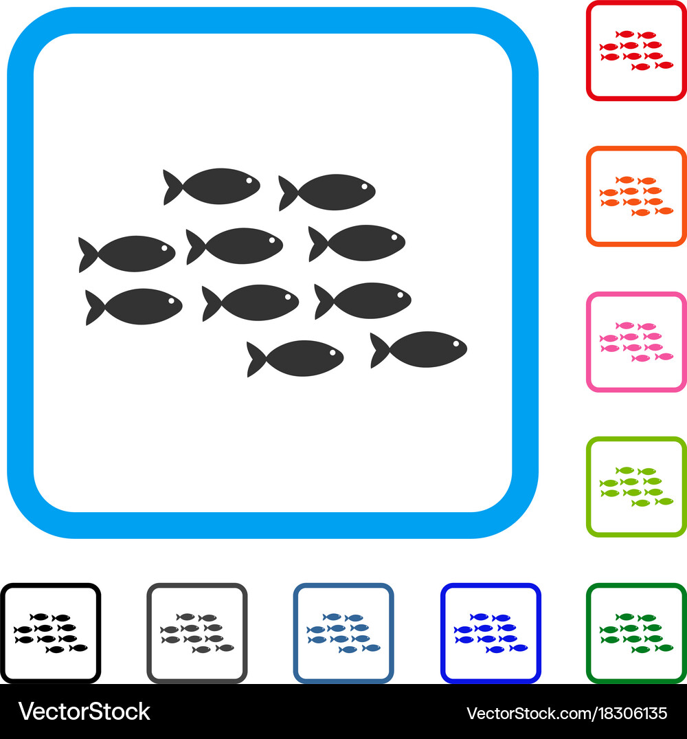School of fish framed icon Royalty Free Vector Image
