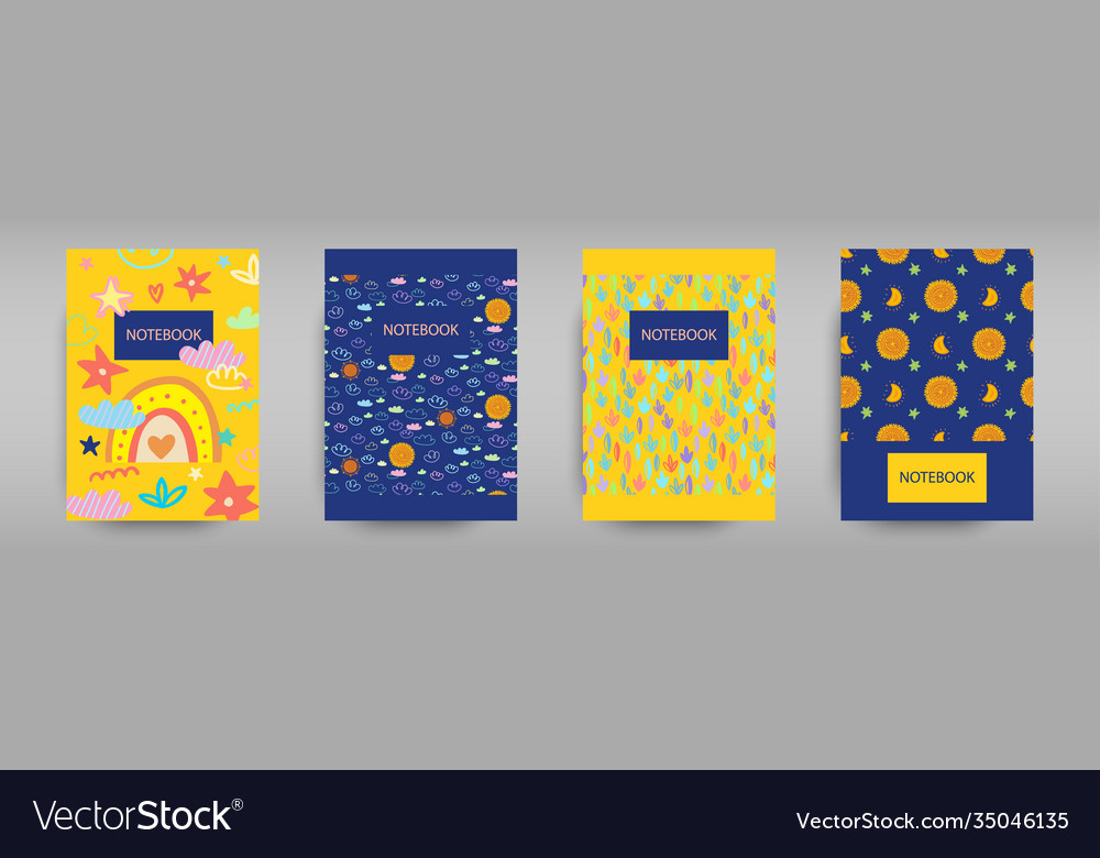 Set iridescent covers for notebooks with boho Vector Image