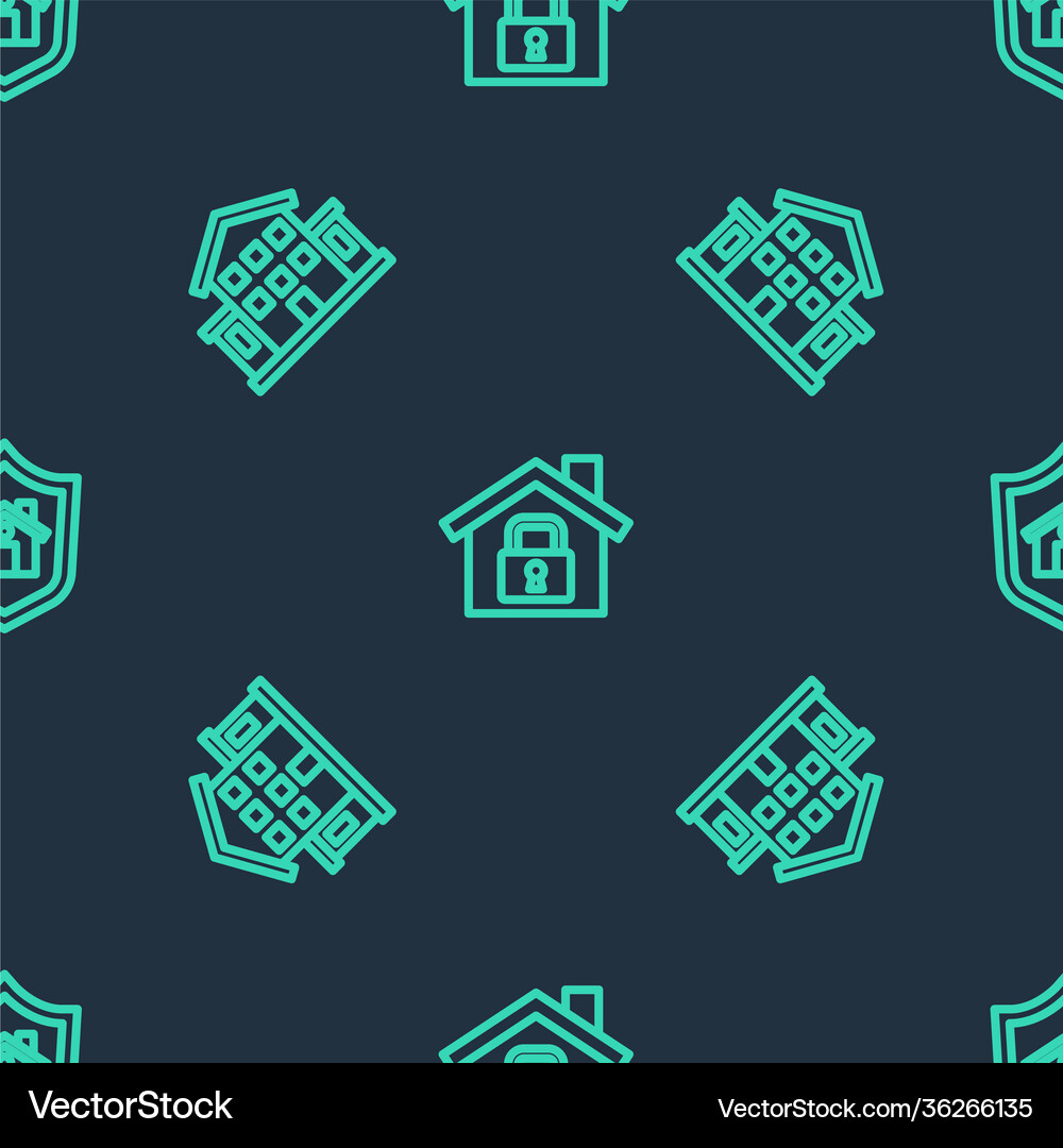 Set line house under protection and with shield Vector Image