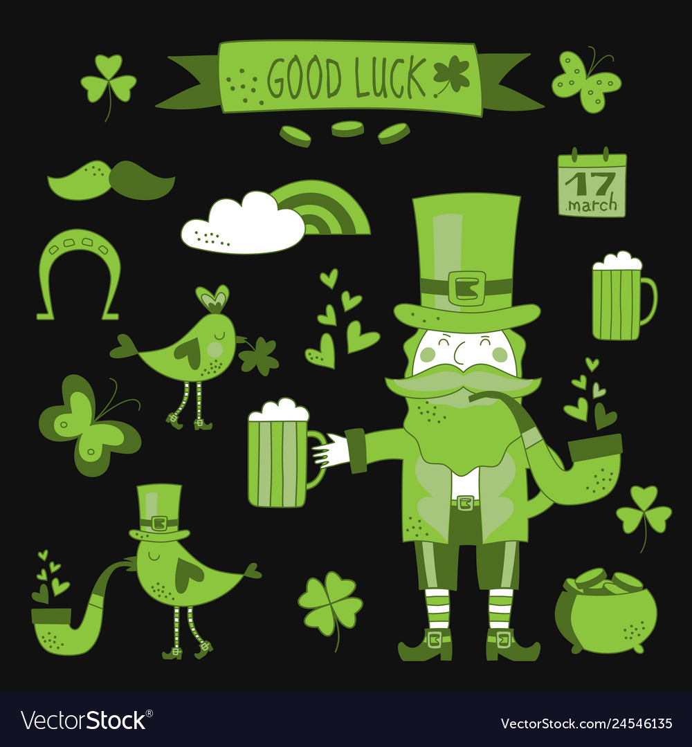 St patricks day design elements set Royalty Free Vector