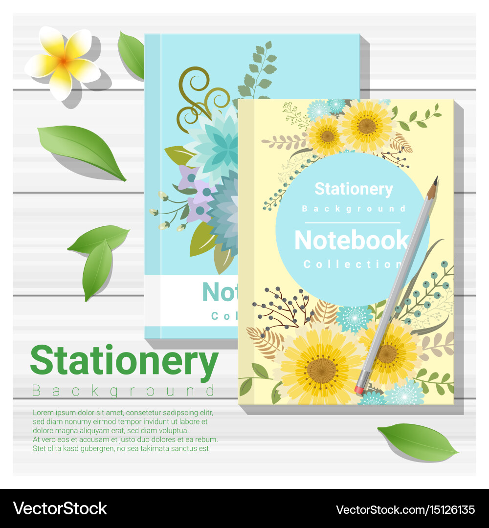 Summer scene with colorful notebooks Royalty Free Vector