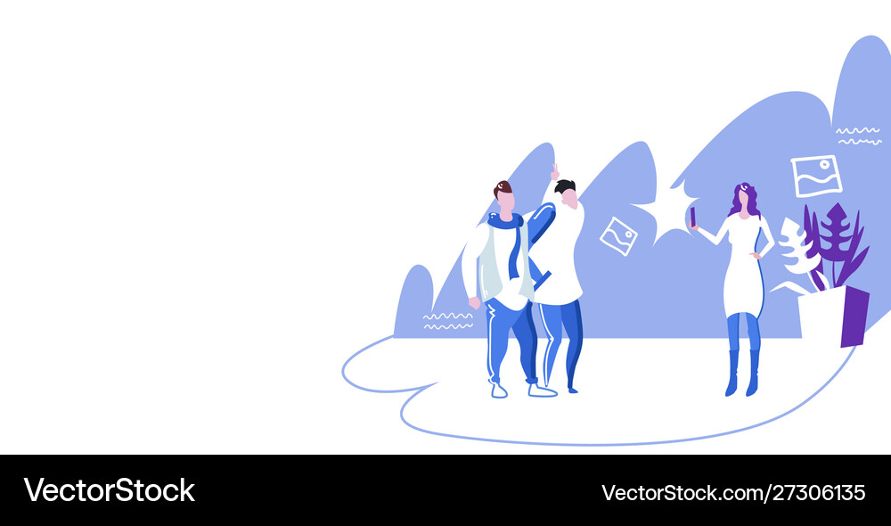 Woman using smartphone camera shooting two playful