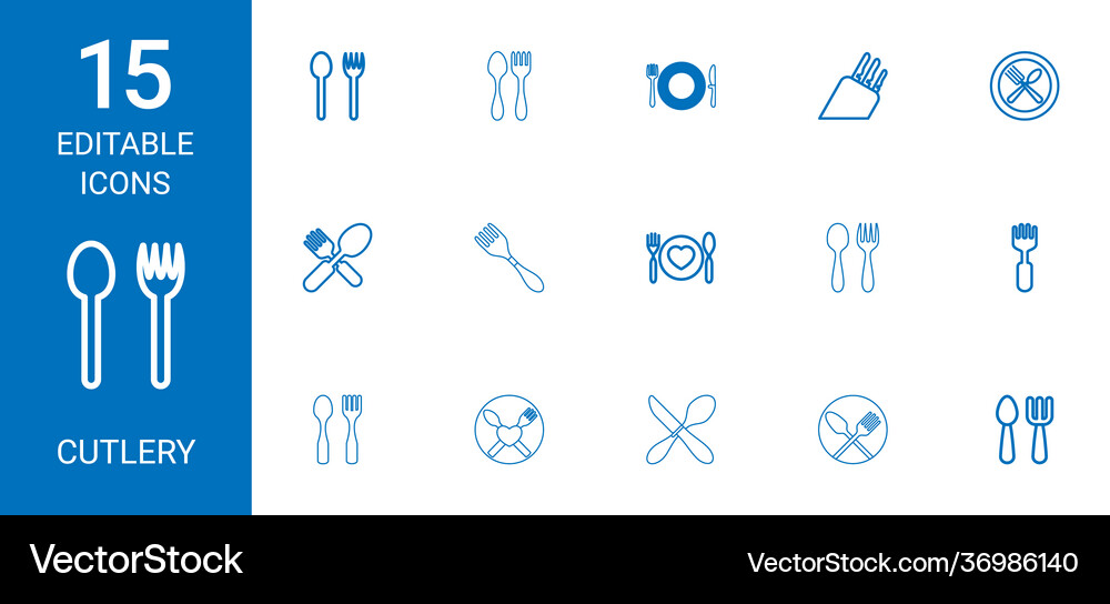15 cutlery icons Royalty Free Vector Image - VectorStock