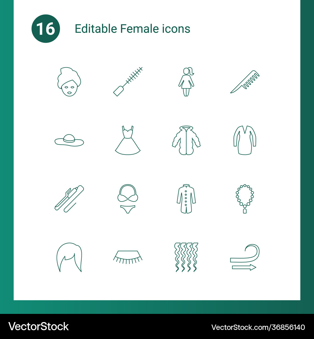16 female icons Royalty Free Vector Image - VectorStock