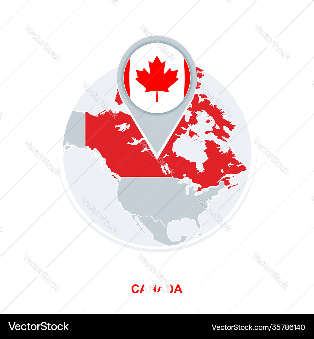Canada map and flag icon with highlighted Vector Image