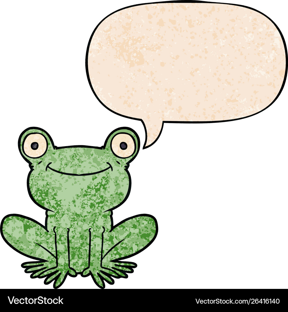 Cartoon frog and speech bubble in retro texture Vector Image