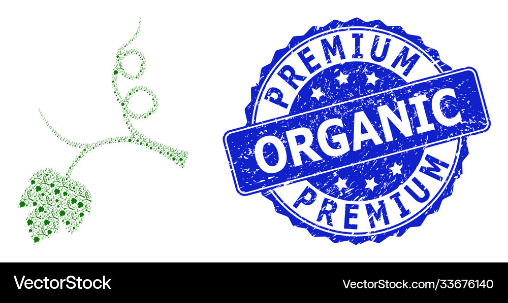 Distress premium organic round watermark Vector Image