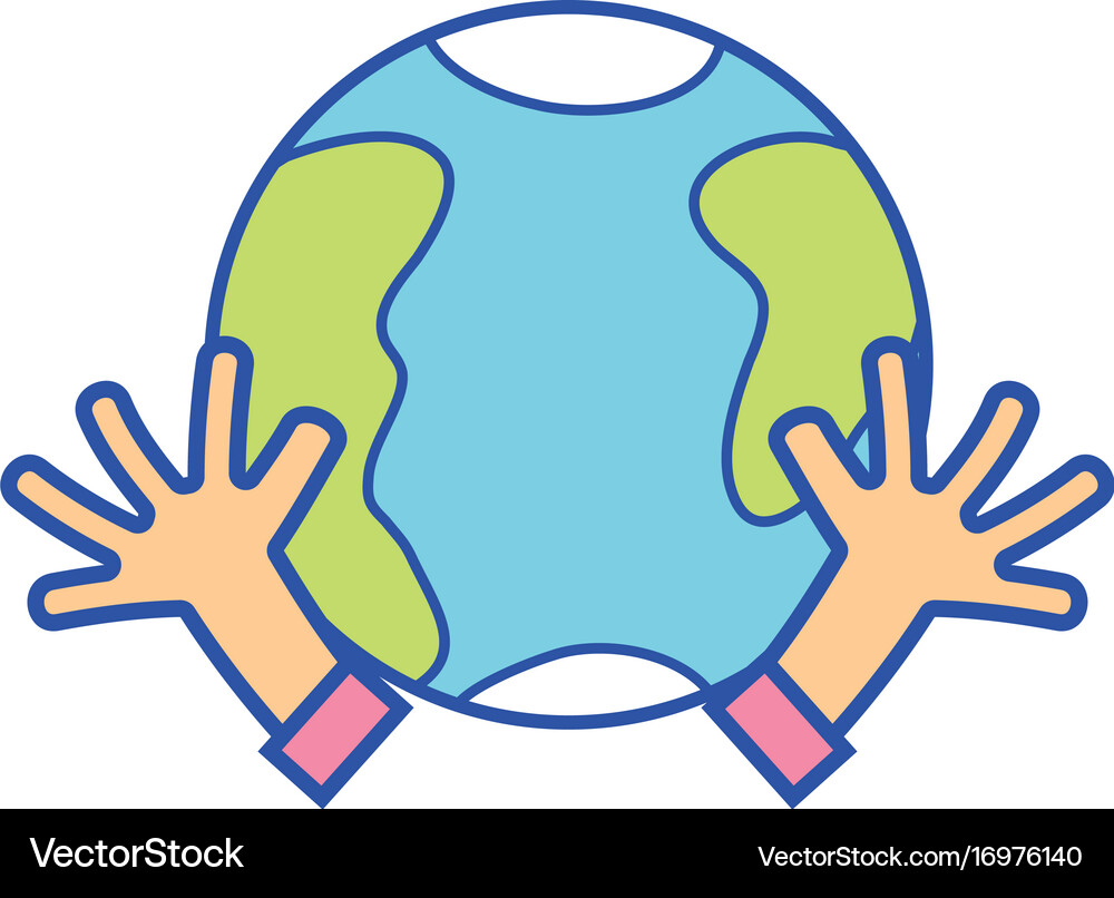 Earth planet with hands and peace symbol Vector Image