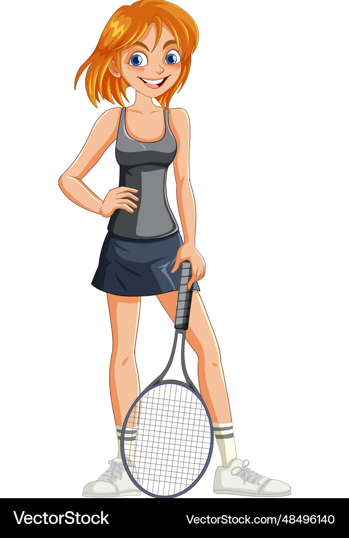 Female tennis player with racket Royalty Free Vector Image