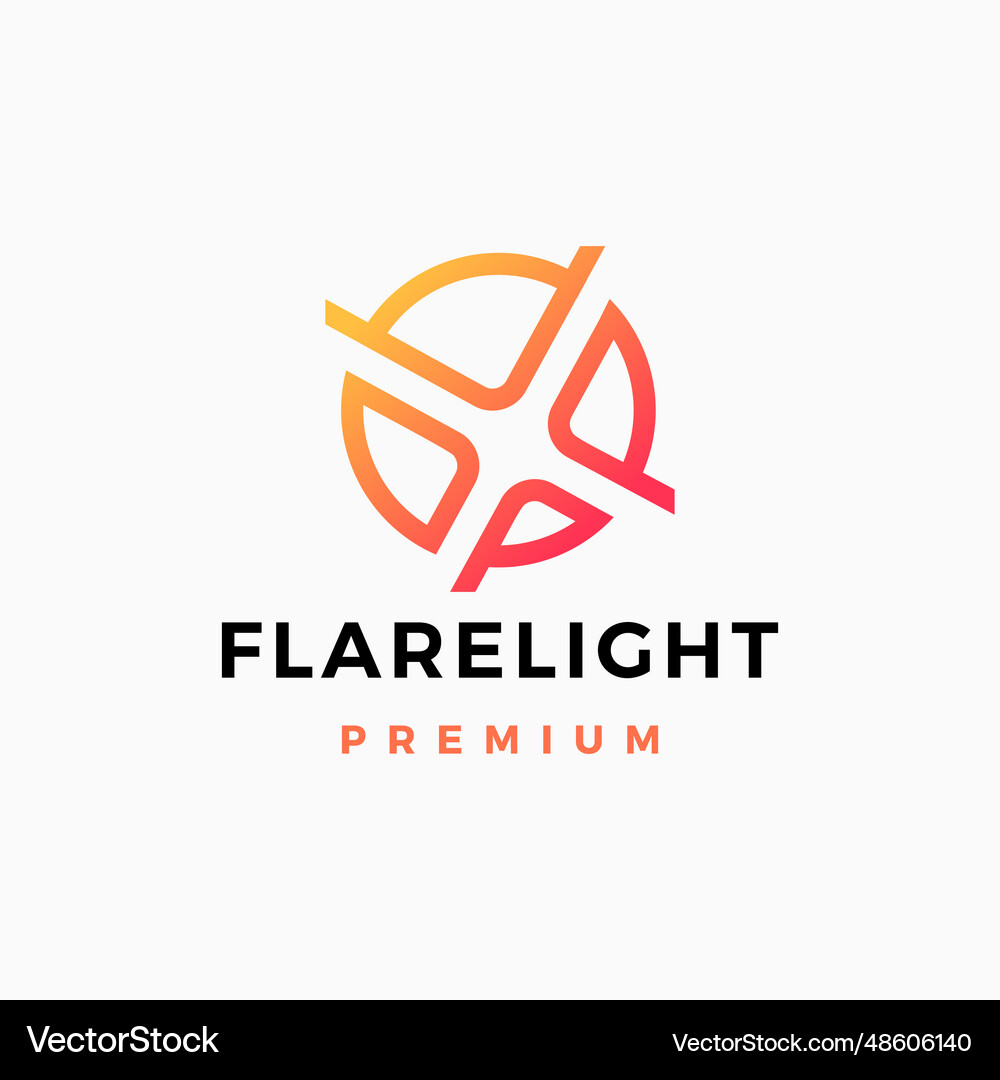 Flare light logo round icon Royalty Free Vector Image