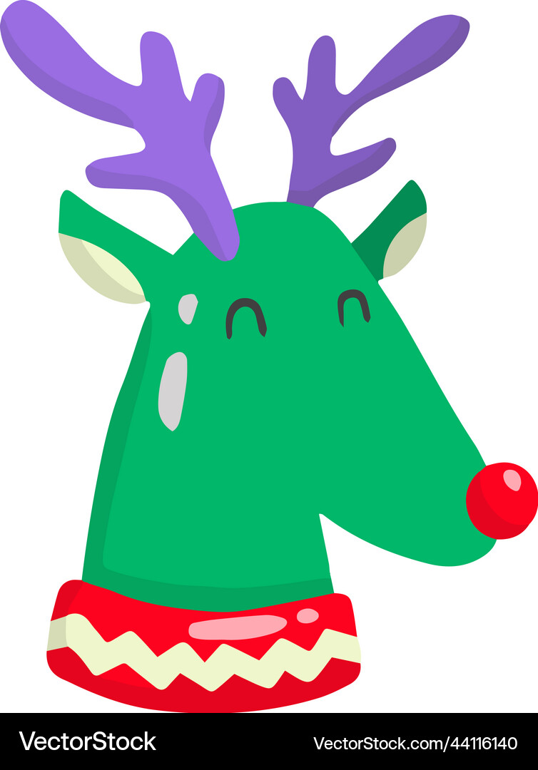 Hand drawn cute happy reindeer face Royalty Free Vector