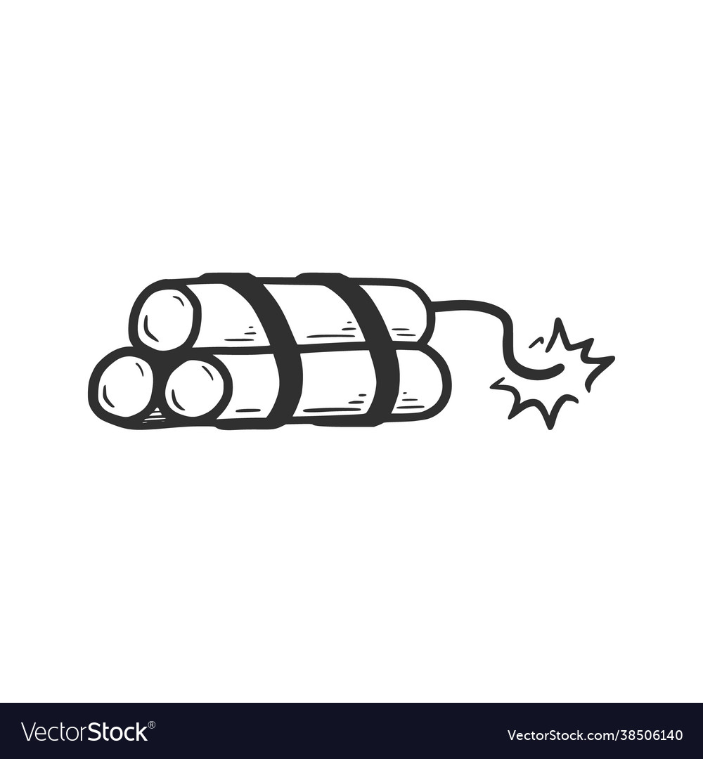 Hand drawn dynamite with fire element Royalty Free Vector