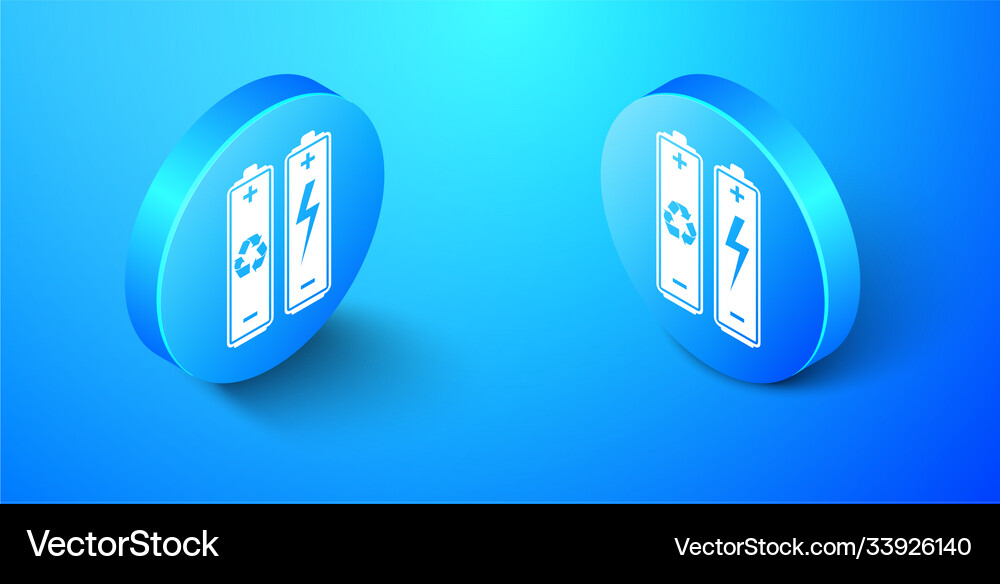 Isometric battery with recycle symbol - renewable Vector Image