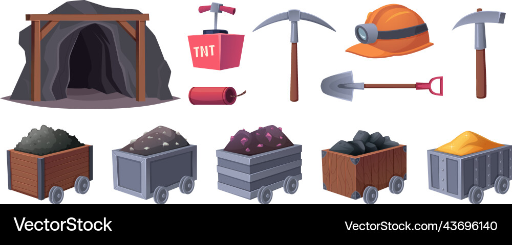 Mining cart stuff for miners helmet explosives Vector Image