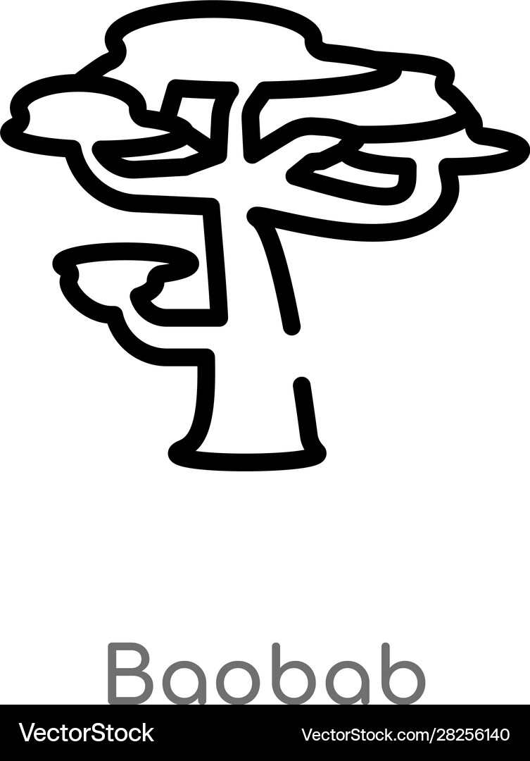 Outline baobab icon isolated black simple line Vector Image