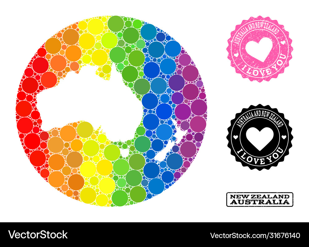 Spectrum mosaic hole round map australia Vector Image