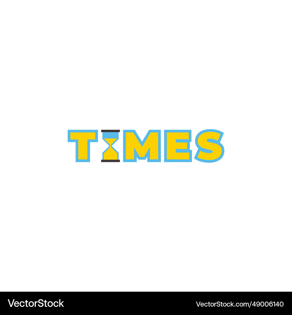 Text times sand watch symbol logo Royalty Free Vector Image