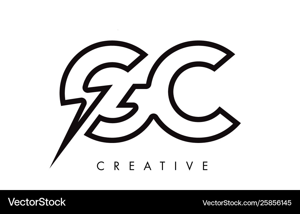 Gc letter logo design with lighting thunder bolt Vector Image