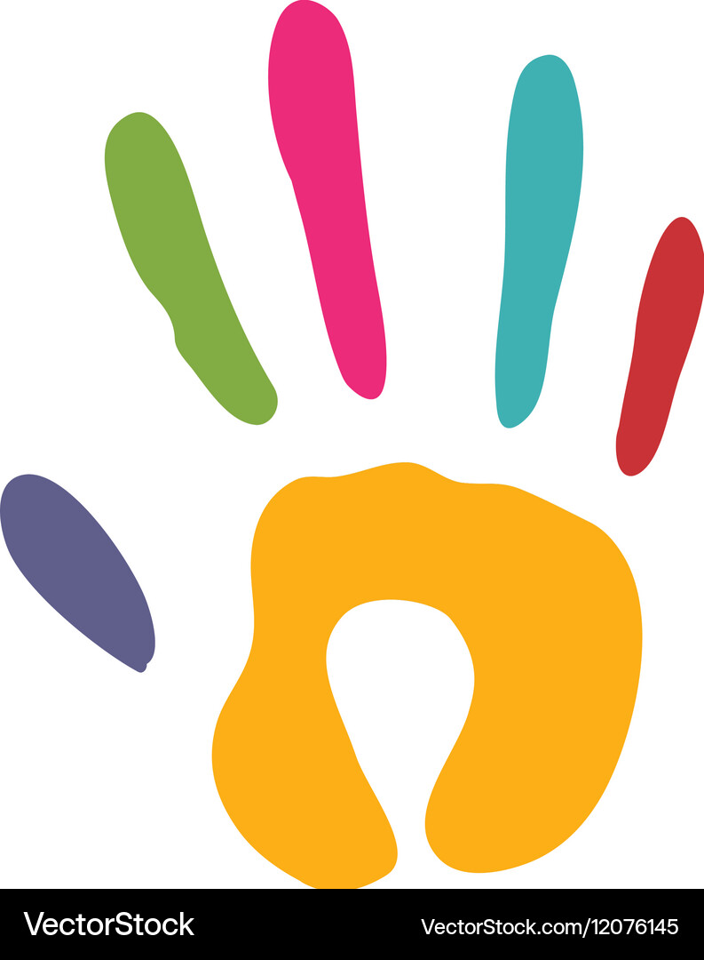 Handprint silhouette colorful icon flat Royalty Free Vector