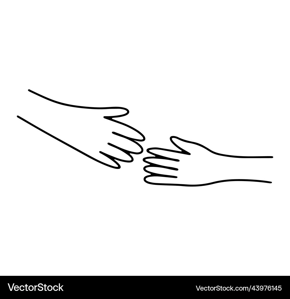 Human hands reach out to each other doodle Vector Image