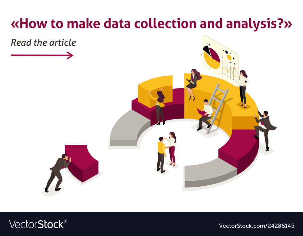 Isometric collecting and analyzing data Royalty Free Vector