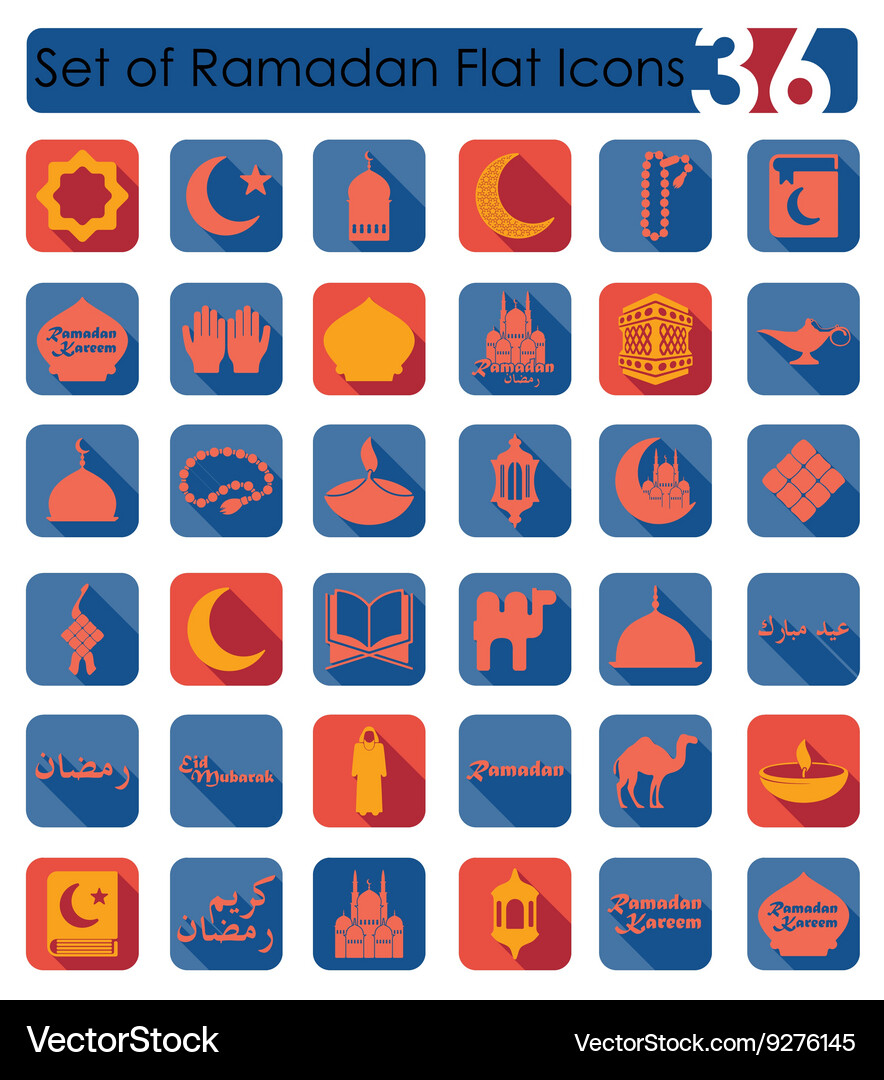 Set of ramadan flat icons Royalty Free Vector Image