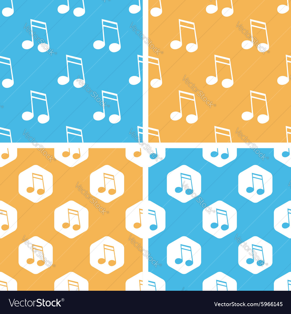 Sixteenth note pattern set colored Royalty Free Vector Image