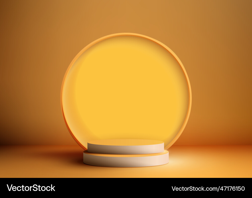 3d realistic empty white and yellow podium stand Vector Image