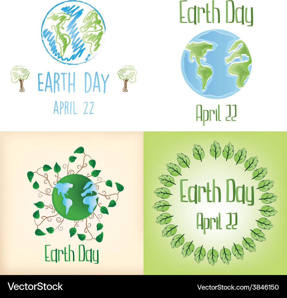 A set backgrounds and labels with our planet Vector Image