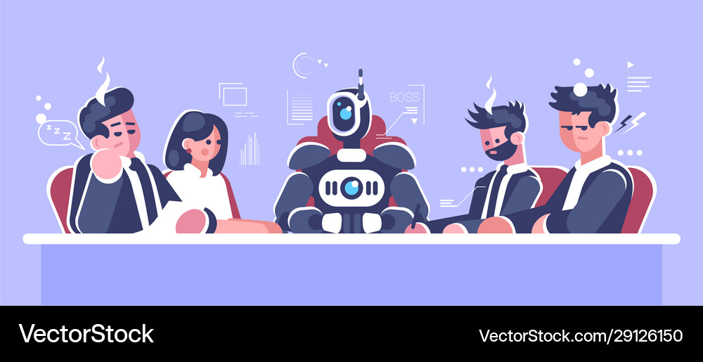 Boss robot flat ai top manager team leader Vector Image