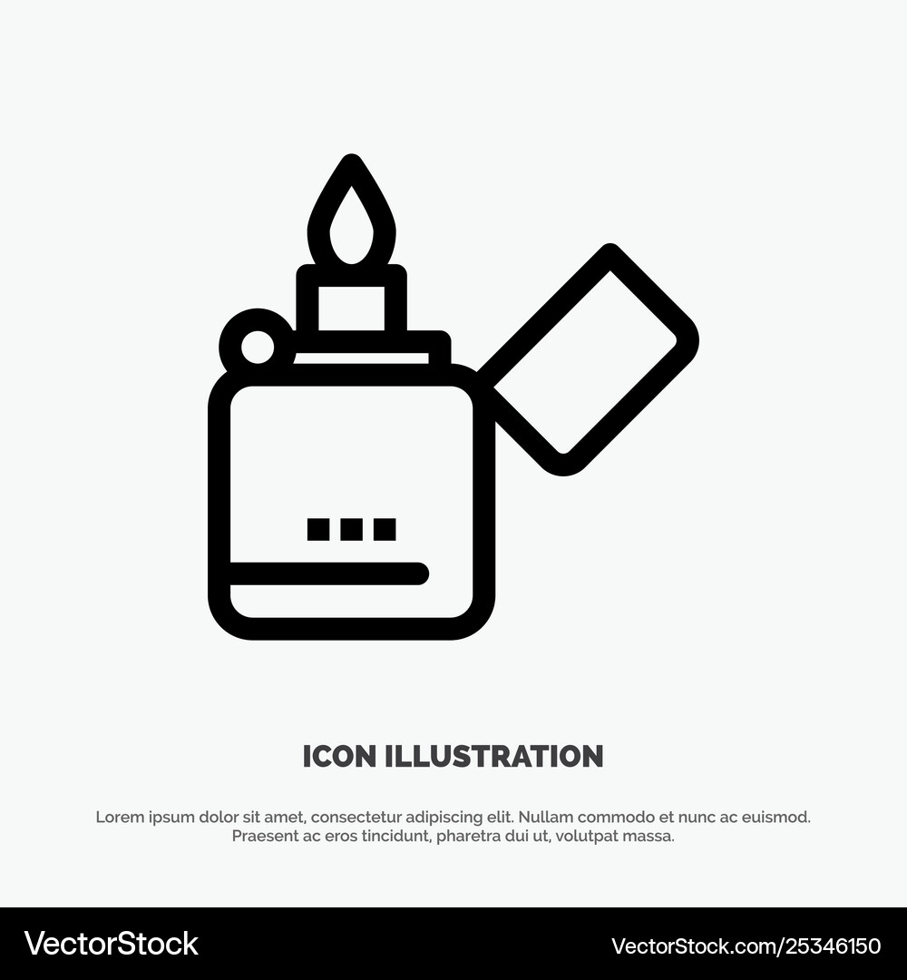 Fire lighter smoking zippo line icon Royalty Free Vector