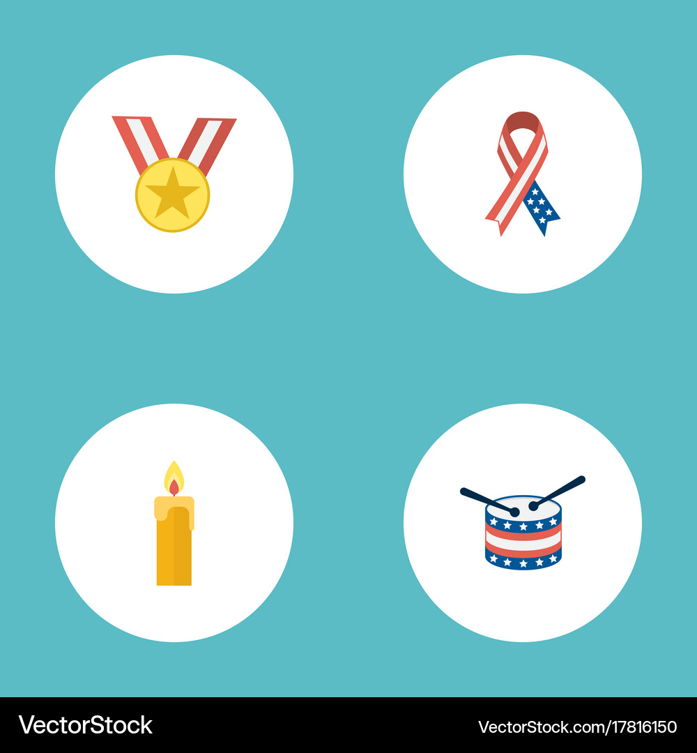 Flat icons awareness fire wax medallion Royalty Free Vector