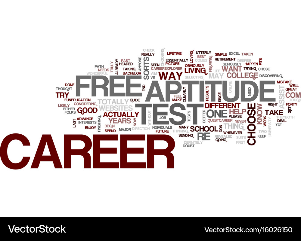 Free career aptitude test text background word Vector Image