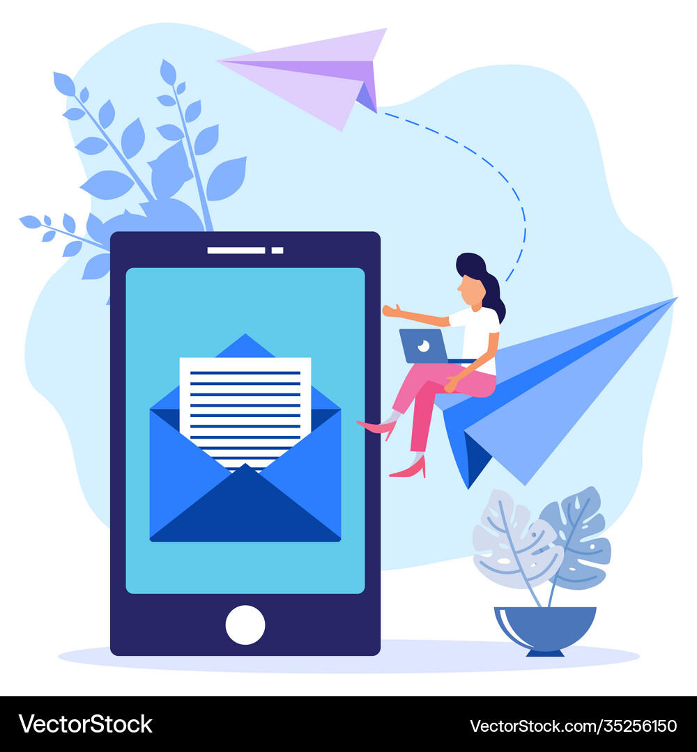 Graphic cartoon character email services Vector Image