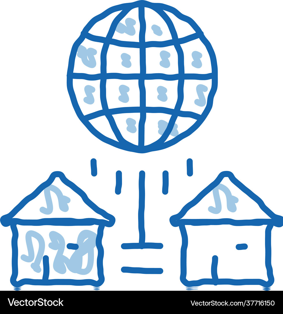 Houses internet connection doodle icon hand drawn Vector Image