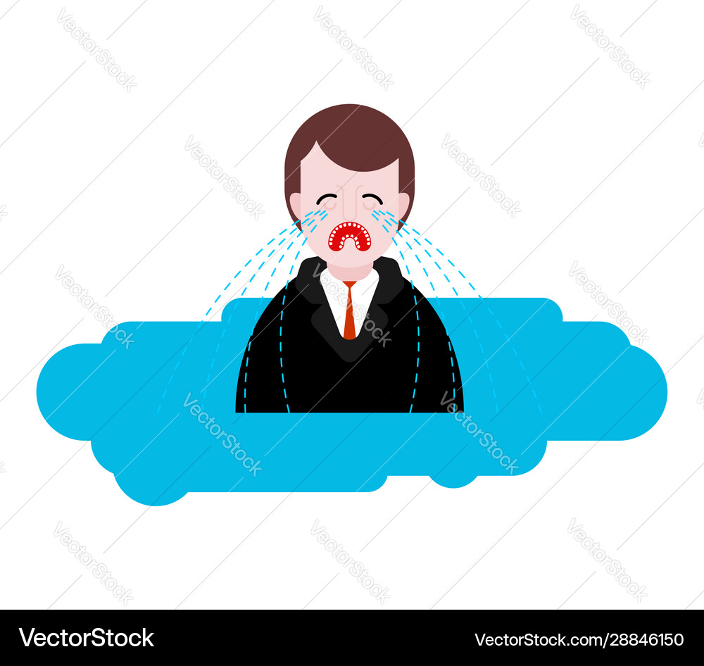 Man crying puddle despair sad male Royalty Free Vector Image