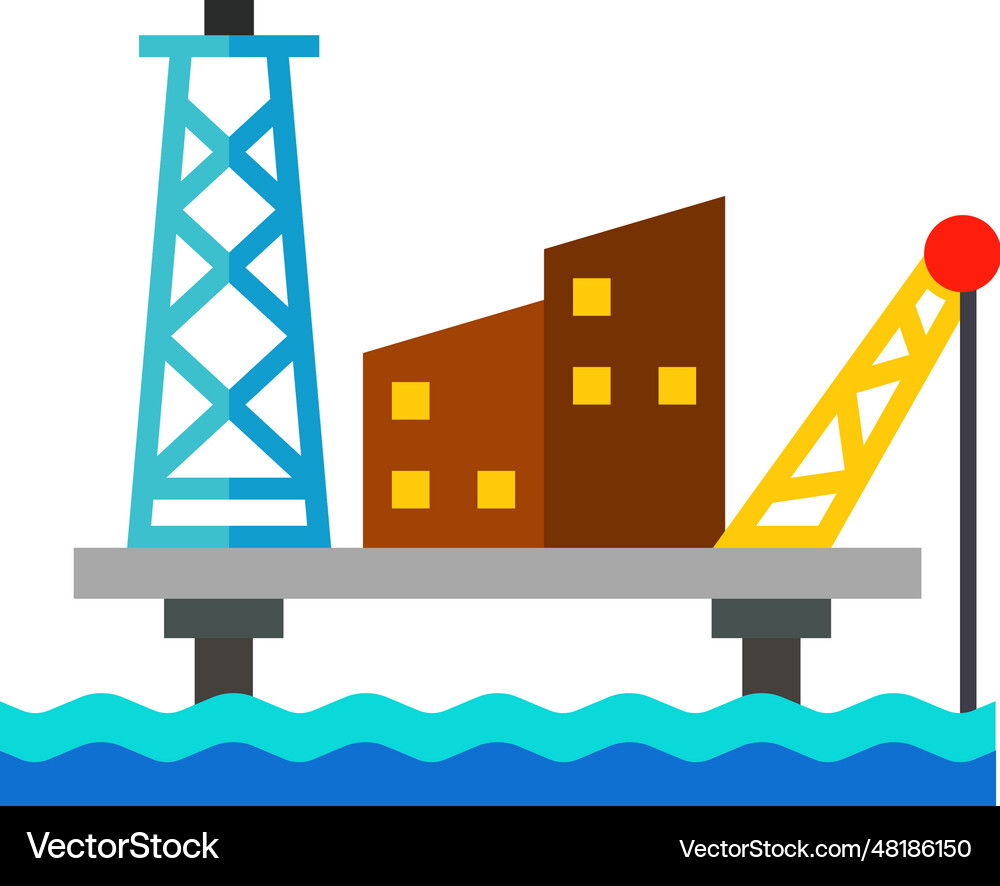 Offshore oil production platform icon Royalty Free Vector