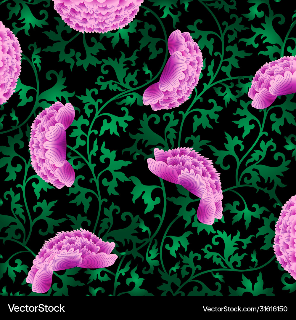 Peony chinese floral pattern pink elegant Vector Image