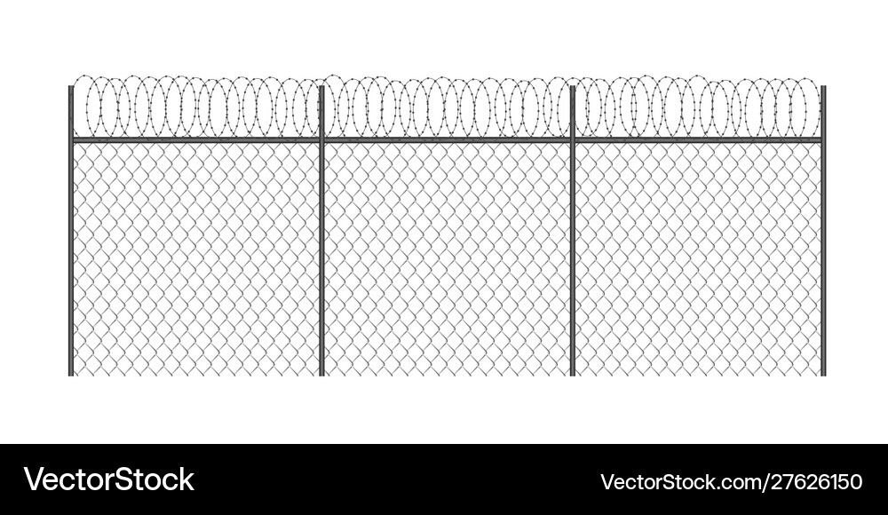 Realistic metal chain link fence Royalty Free Vector Image